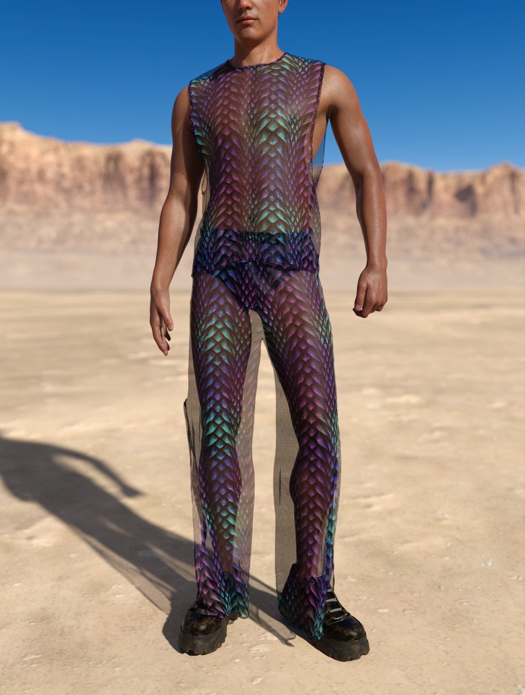 Festival Male Set, Mesh Rave Set, Performance Men Set, Disco Party Set ...