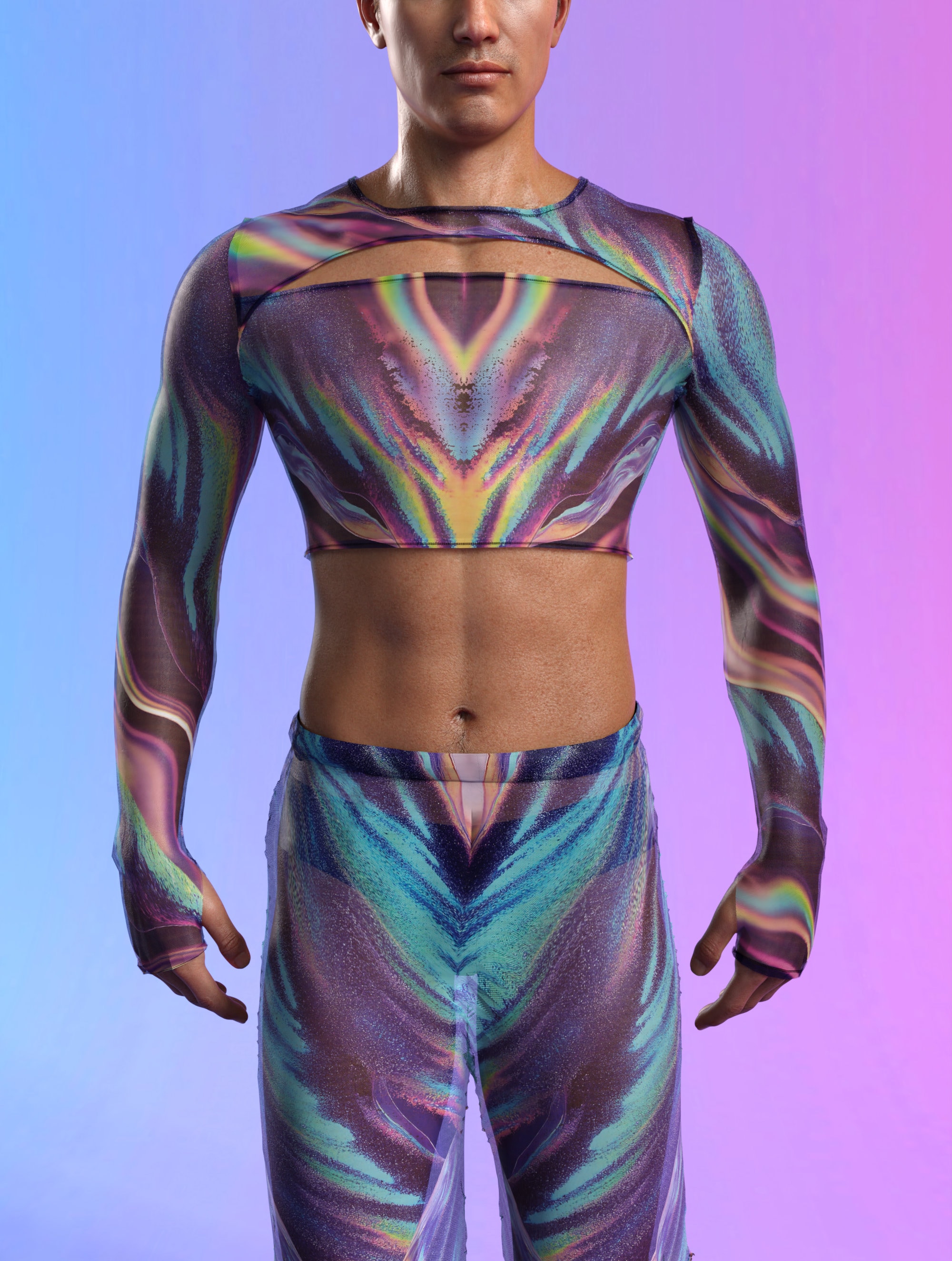 Rave Male Top, Festival Top For Men, Rave Transparent Top, Performance ...