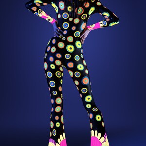 UV Light Hippie Costume, Neon Hippie Low Cut Costume, Cutout Boho ...