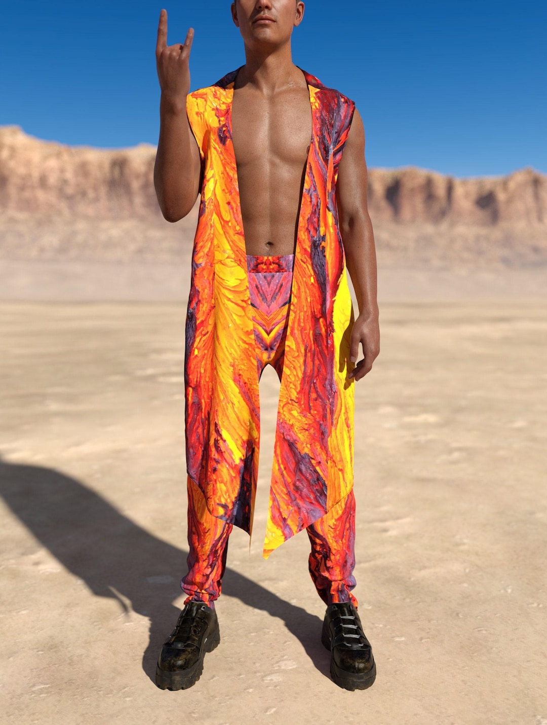 Phoenix Male Vest Set: Psychedelic Rave Outfit - Etsy