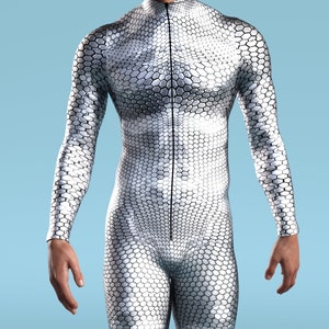 Silver Cyber Costume, Cyber Mermaid Costume Men, Armour Costume Men ...