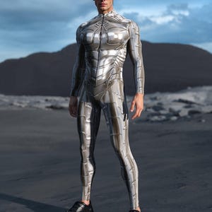 Silver Droid Costume Men, Robot Costume Men, Festival Costumes Men ...