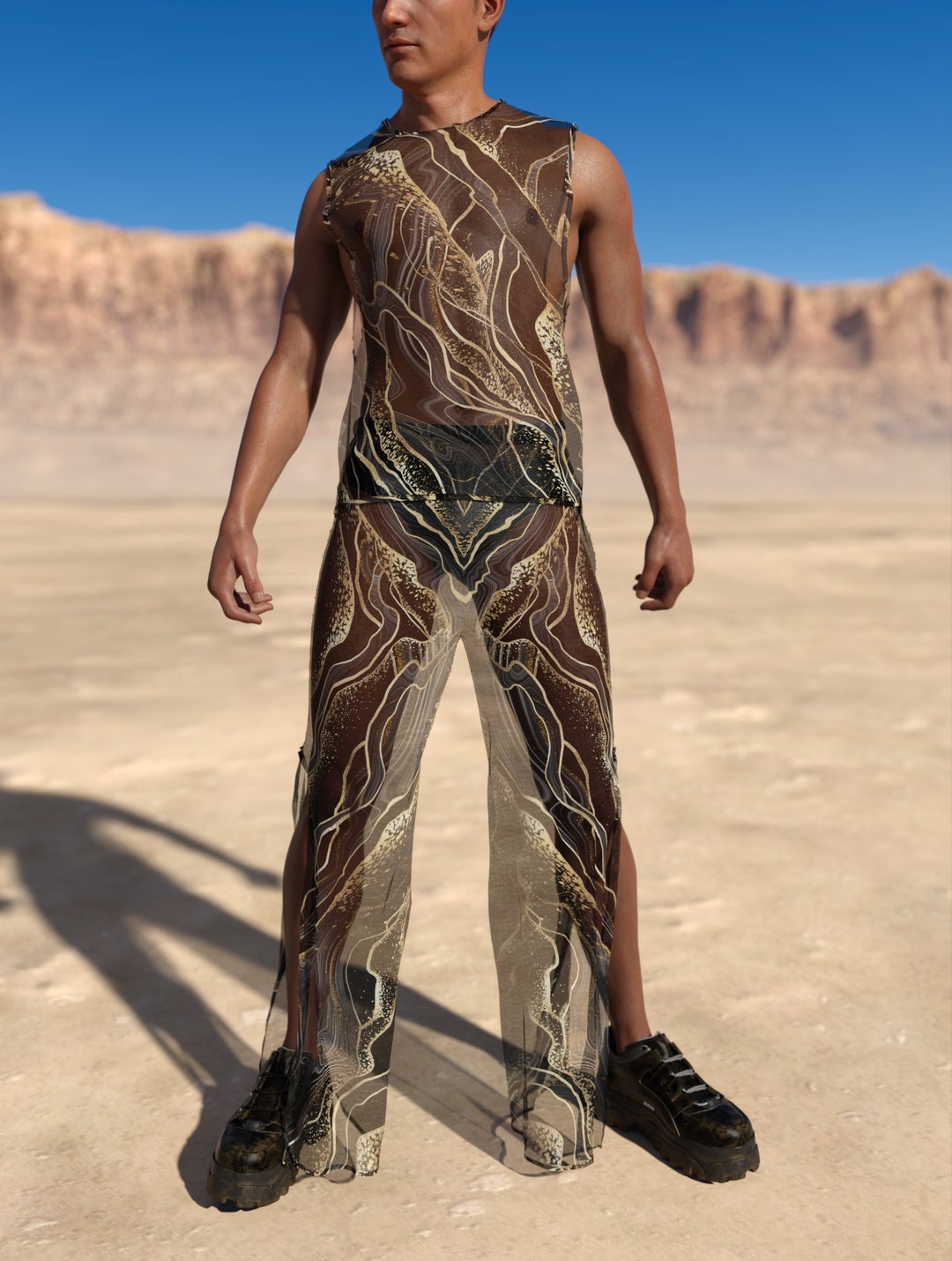 Music Festival Top, Liquid Rave Male Top, Festival Mesh Top ...