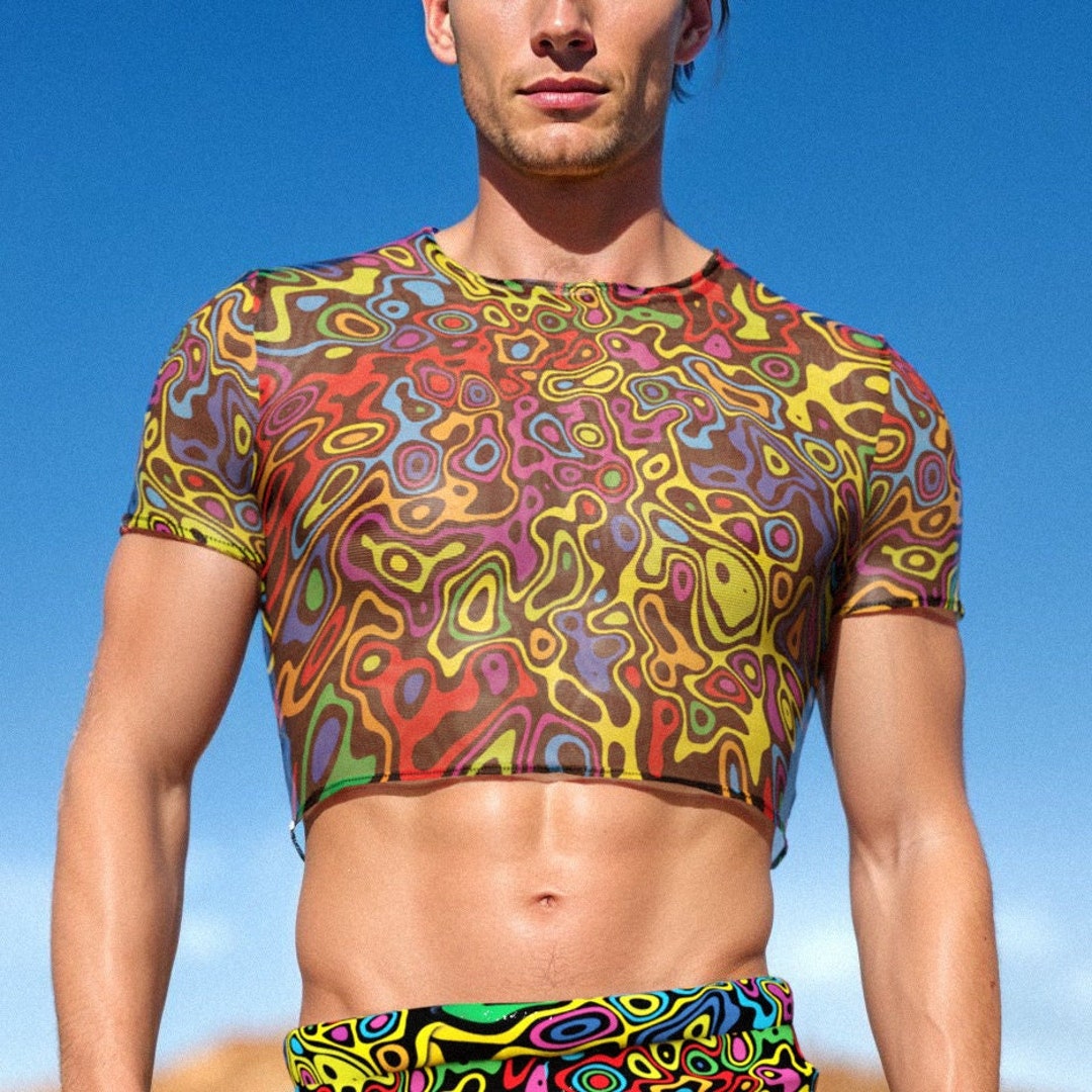Pride Top, Mesh Top Men, Festival Men Top, Men Rainbow Top, Rainbow Man ...