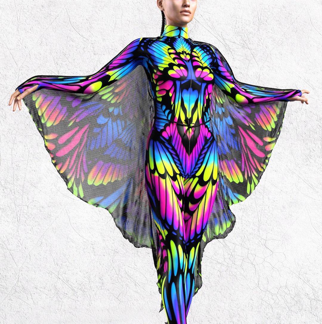 Neon Costume Set, UV Light Outfit, Rave Costume Set Woman, Performance ...