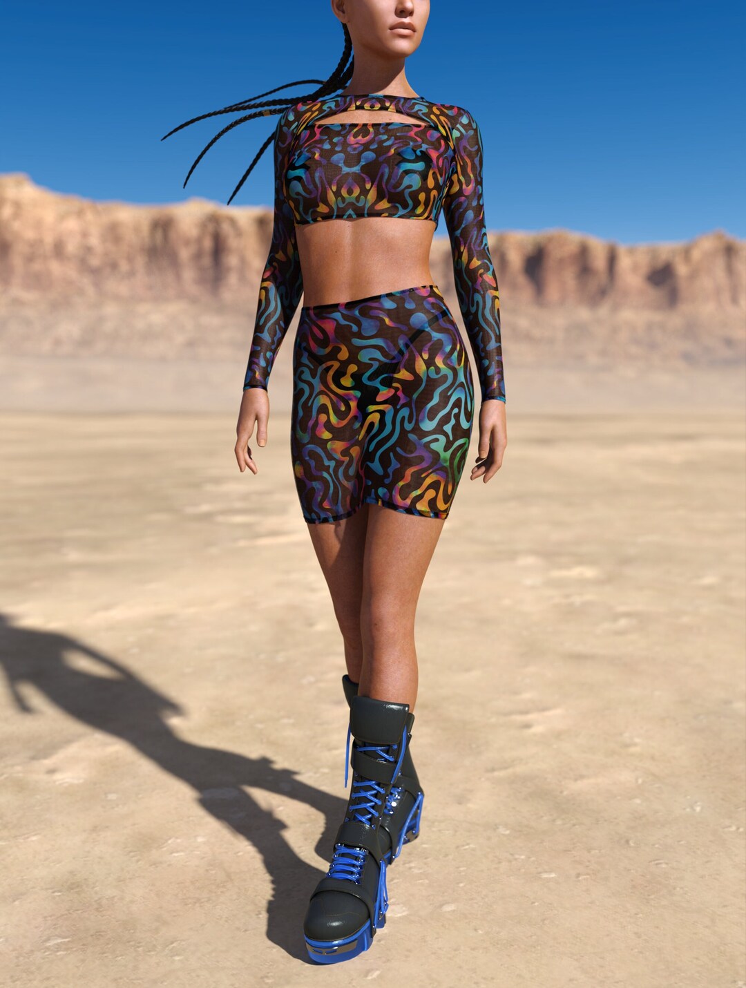 Disco Mesh Skirt, Rave Crop Skirt, Festival Dream Mesh Skirt ...