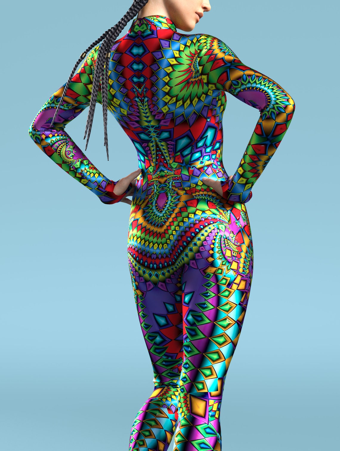 Rave Outfit Psychedelic Bodysuit Festival Clothing Women - Etsy