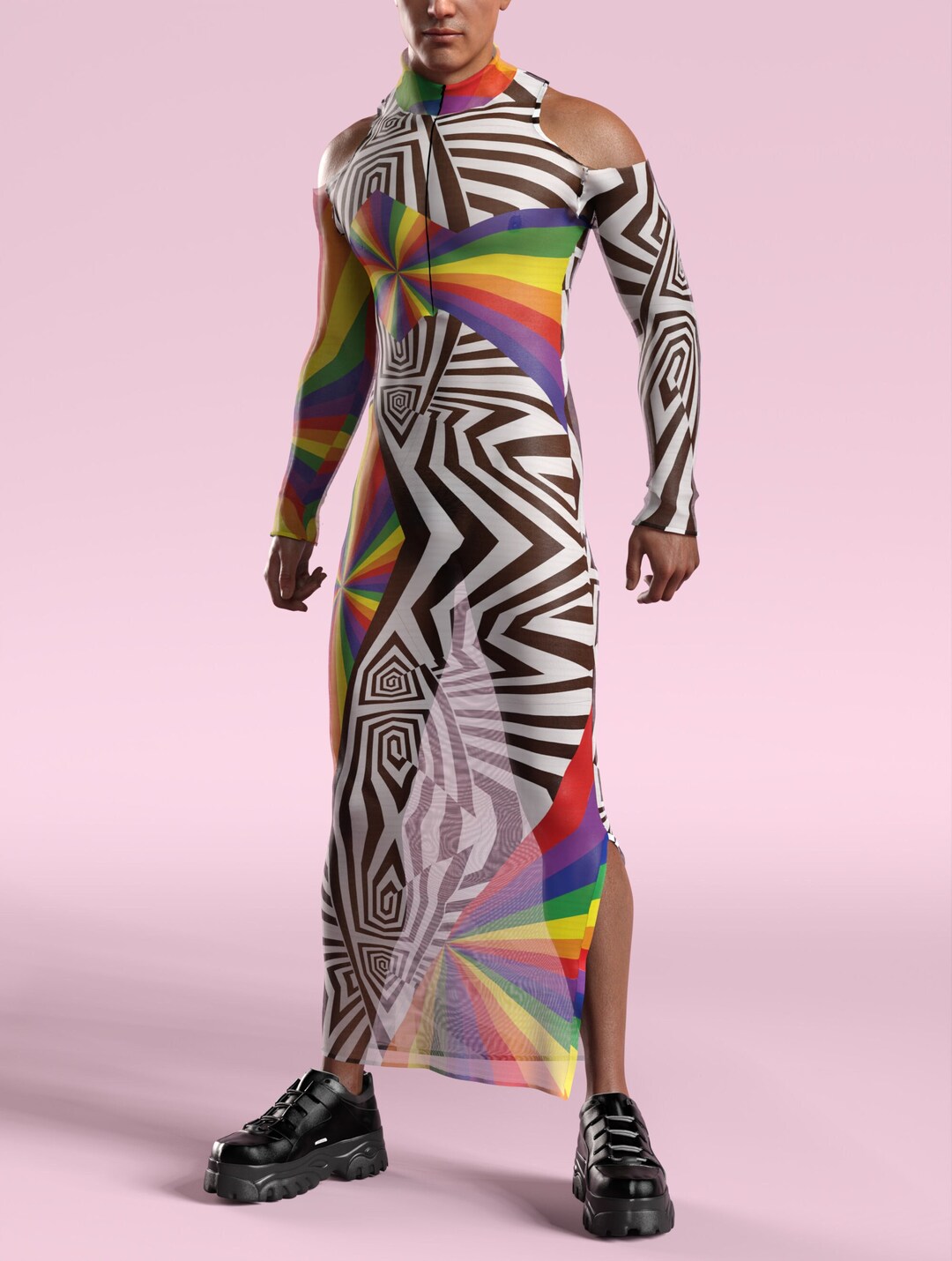 Pride Dress, Transparent Pride Dress, Male Sheer Pride Dress, LGBTQ ...