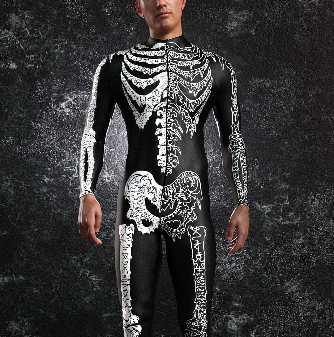 Skeleton Halloween Costume: Men's Full Bodysuit - Etsy