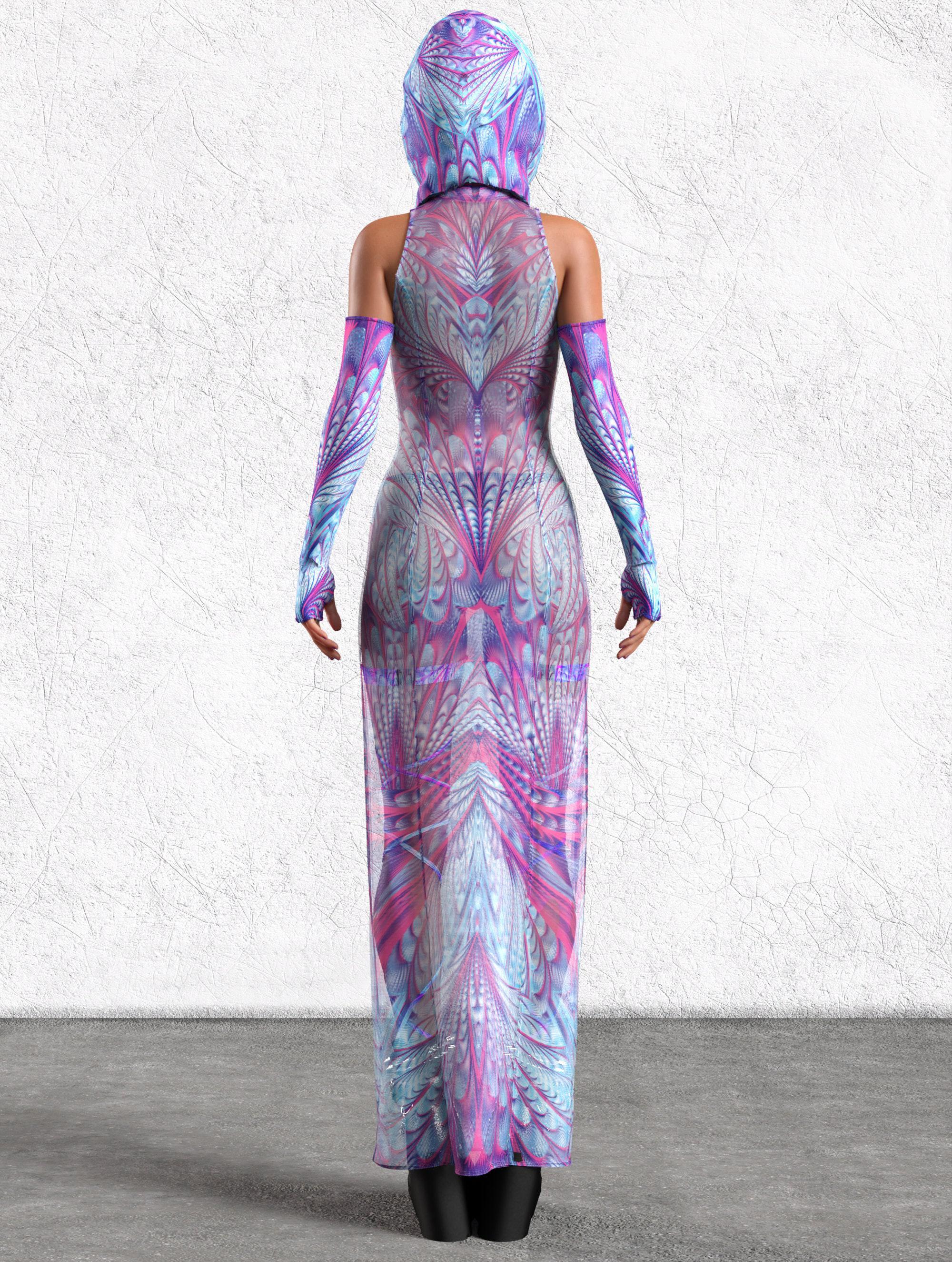 Sheer Rave Long Dress for Women, Festival Cutout Long Dress, Mesh ...