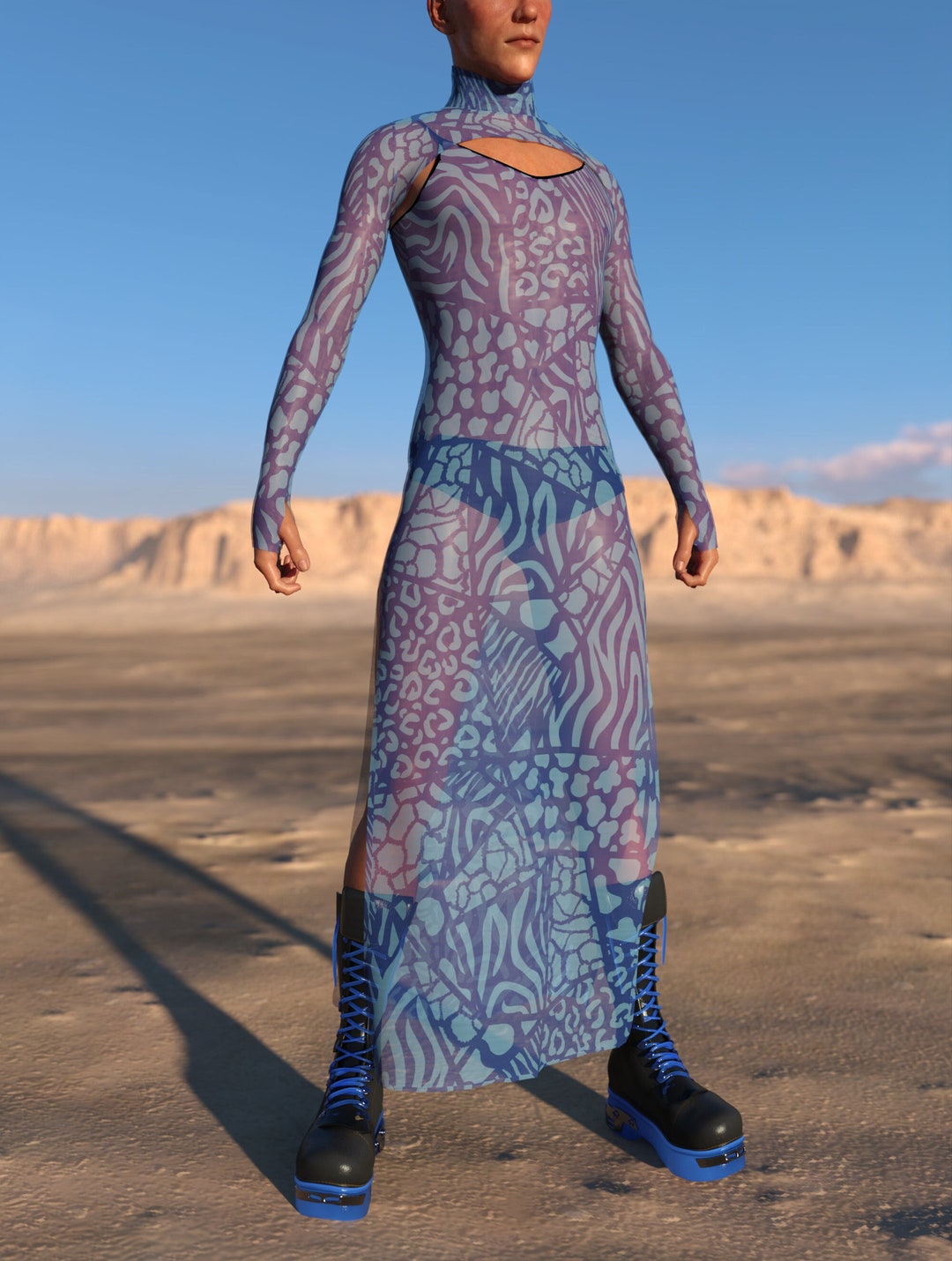 Festival Shrug Long Dress for Men, Male Long Sleeve Shrug Mesh Rave ...