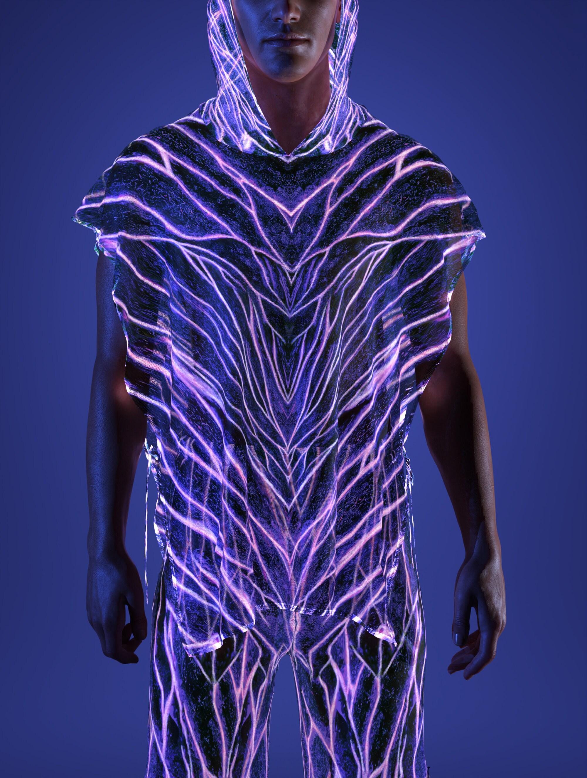 Festival Mesh Top, Hooded Male Top, Performance Purple UV Top, Mesh Top ...