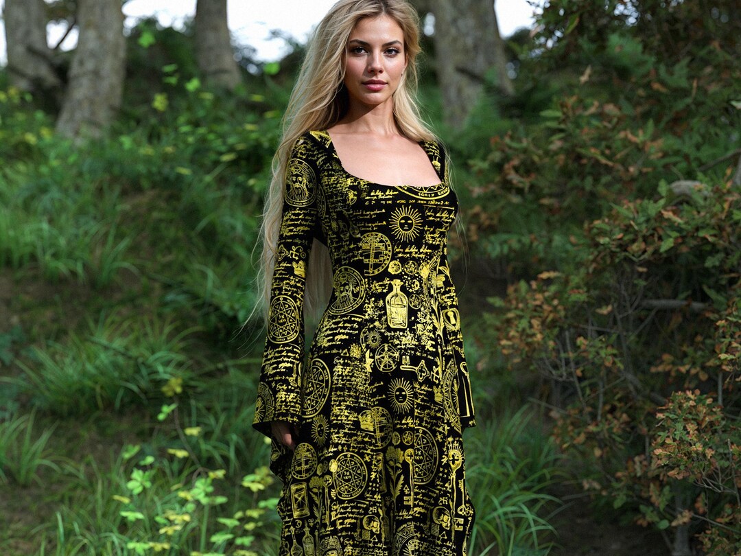 Golden Occult Witcher Dress: Halloween Witch Costume - Etsy