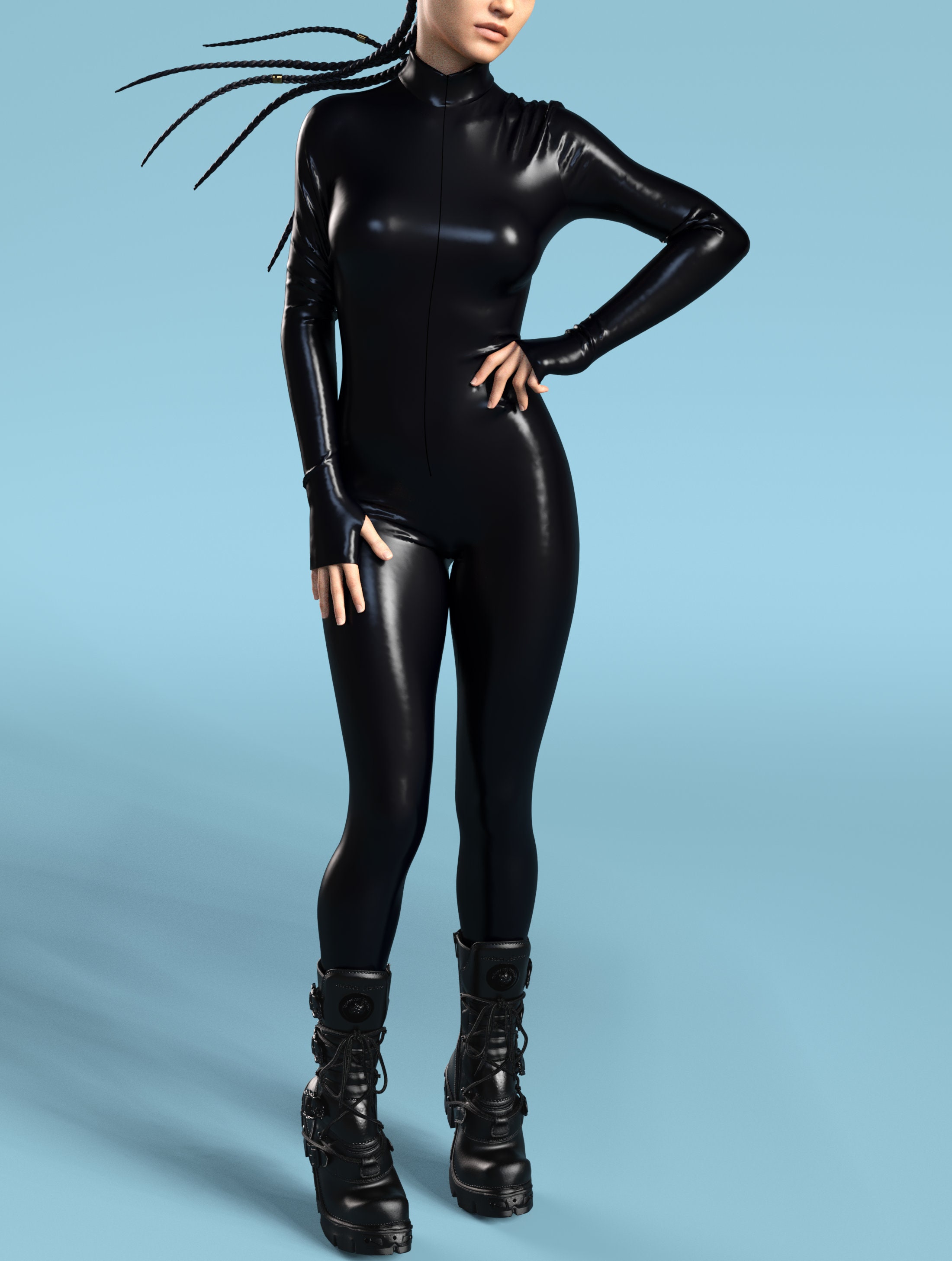 Traje De Cuero Negro Catsuit De Látex Negro Traje Bdsm Etsy
