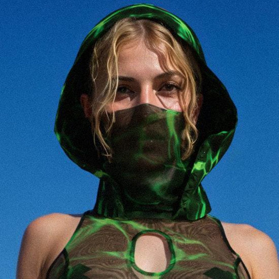 Festival Rave Hood Woman, Mesh Festival Outfit for Women, Rave Hood for ...