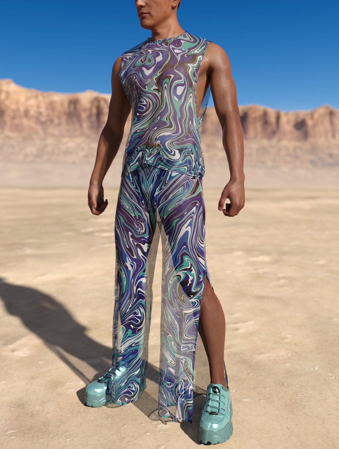 Festival Male Set, Mesh Rave Set, Performance Men Set, Disco Party Set ...