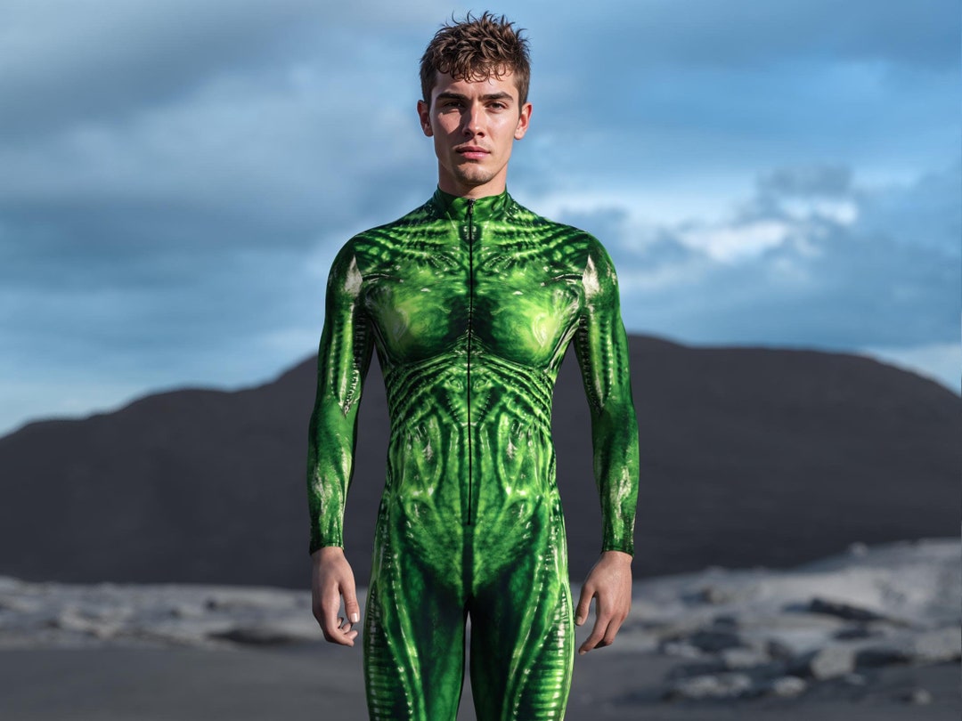 Male Halloween Costume, Green Alien Costumes for Men, Halloween Costume ...