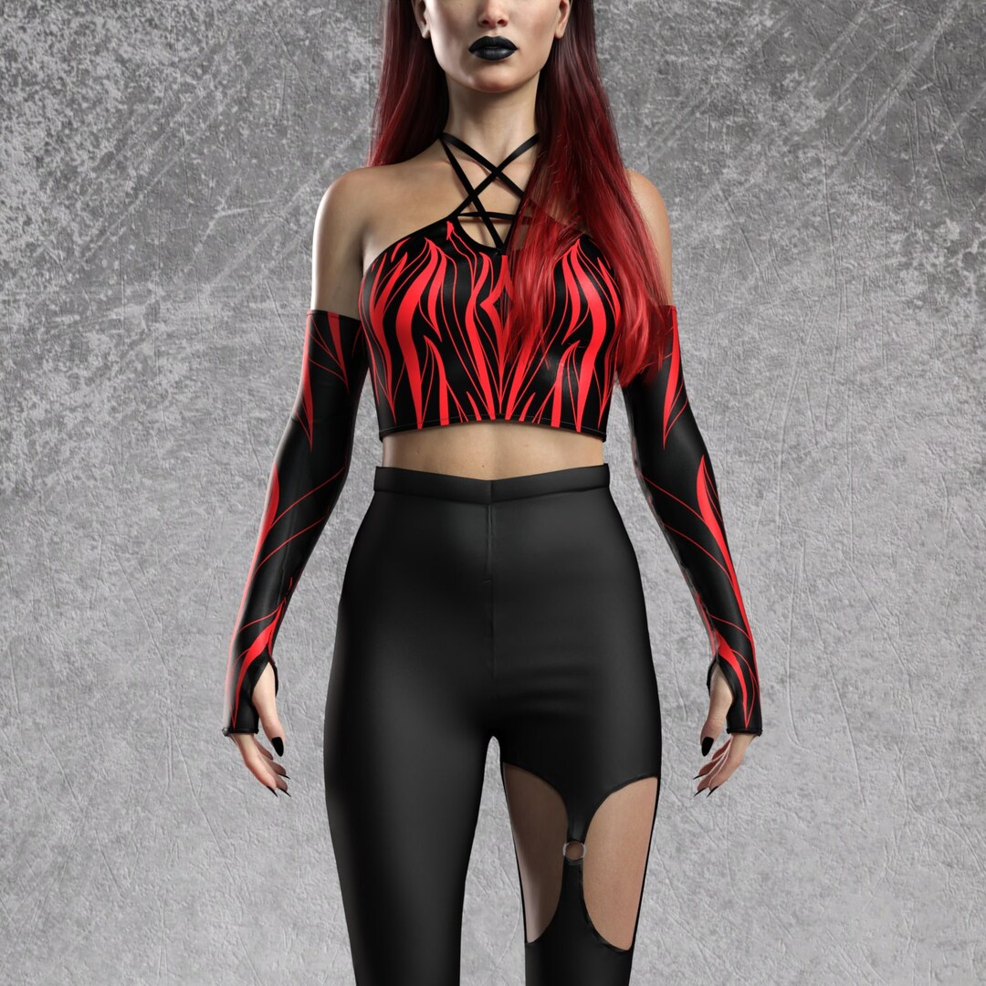 Goth Sexy Set Woman, Gothic Clothing Women, Pentagram Leggings Set ...