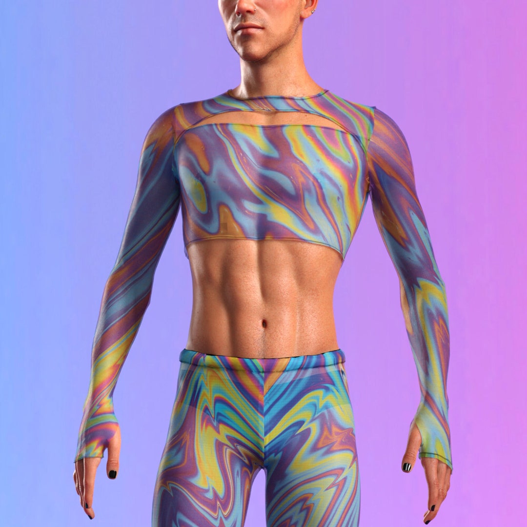 Festival Male Cutout Top, Rave Transparent Mesh Top, Festival Top, Rave ...