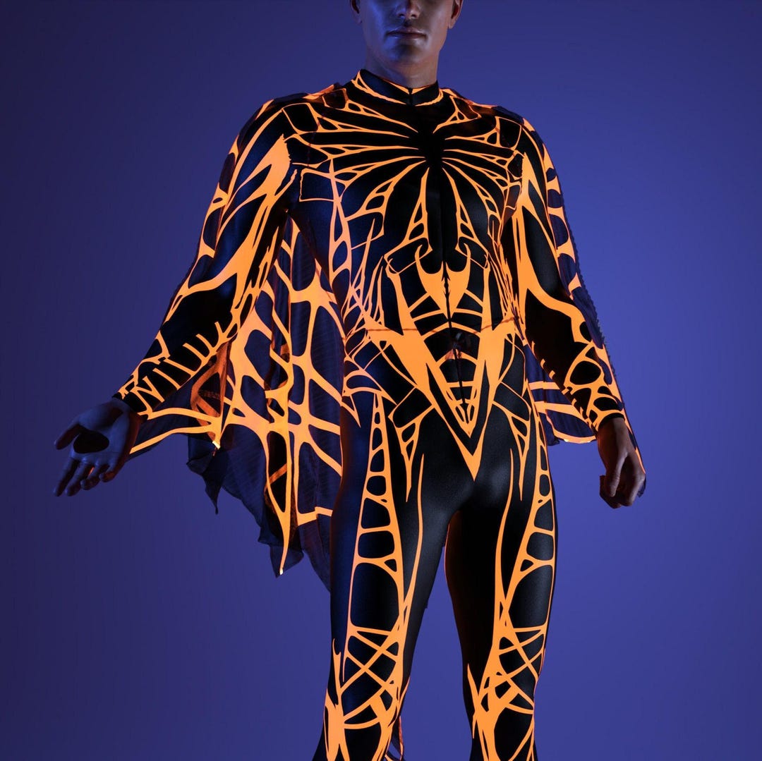 UV Reflective Spider Costume: Men's Rave Festival Set - Etsy