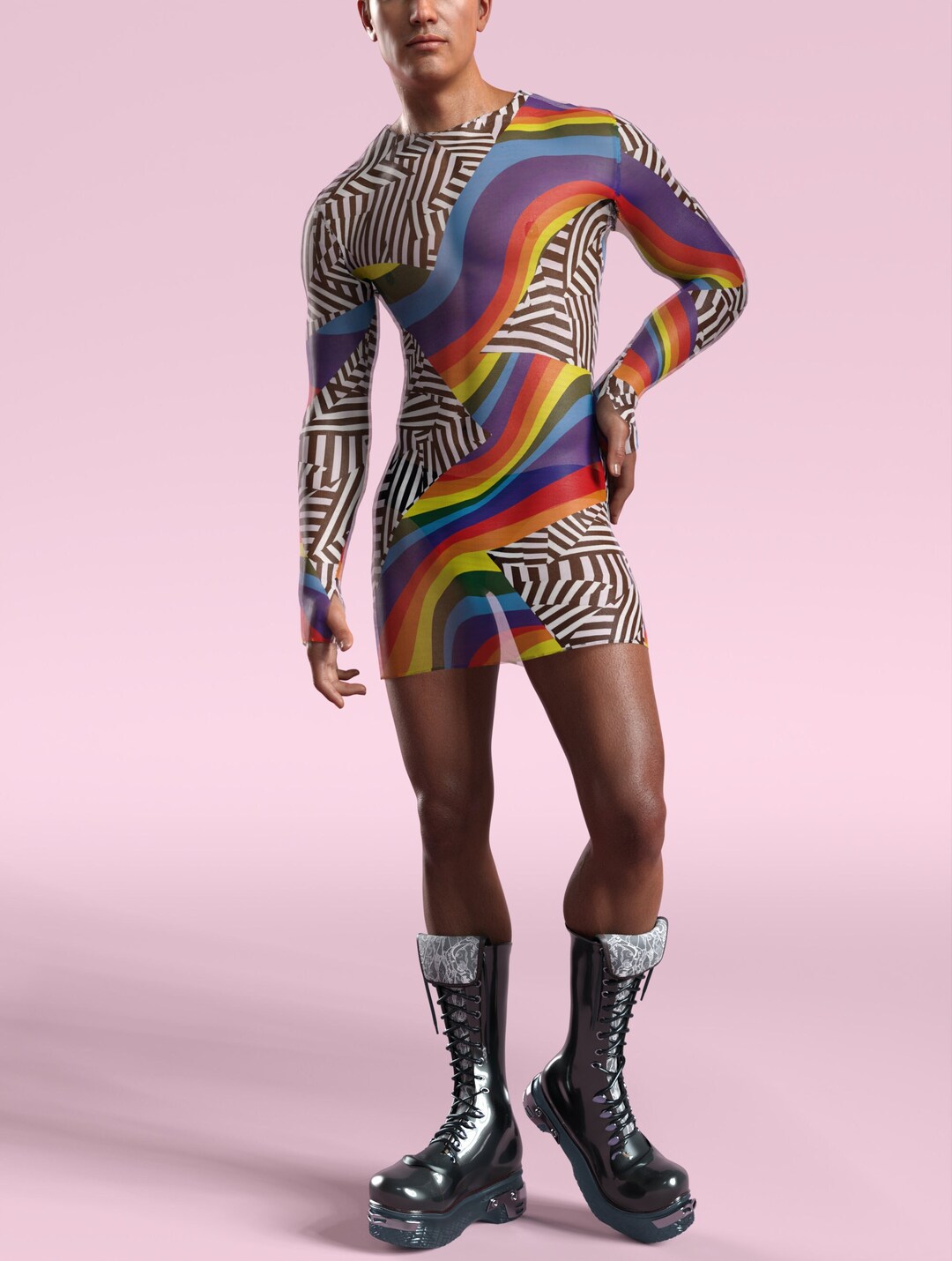 Pride Dress, Festival Mesh Dress, Transparent Pride Dress, LGBTQ Dress ...