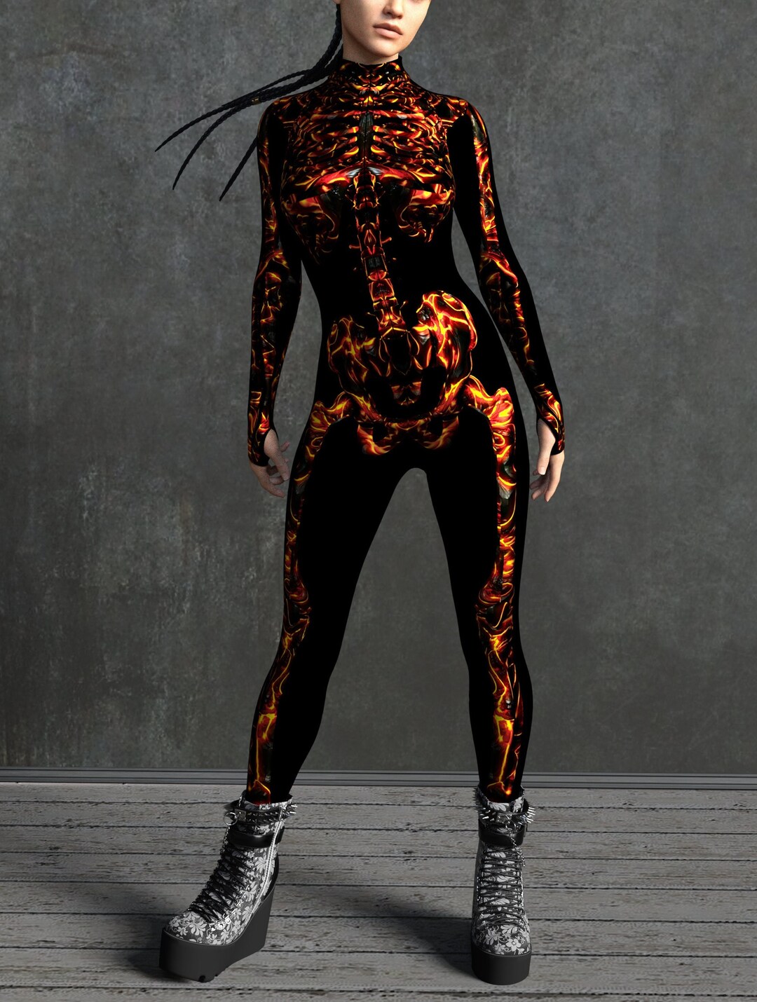 Burning Skeleton Costume Skeleton Costume Skeleton Bodysuit - Etsy