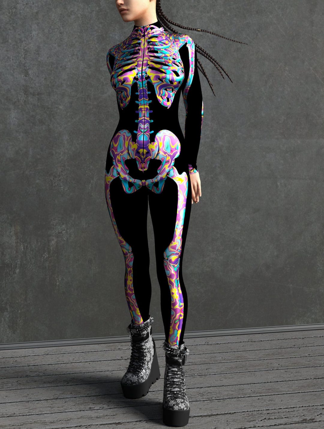 Trippy Skeleton Costume: Psychedelic Halloween Bodysuit - Etsy