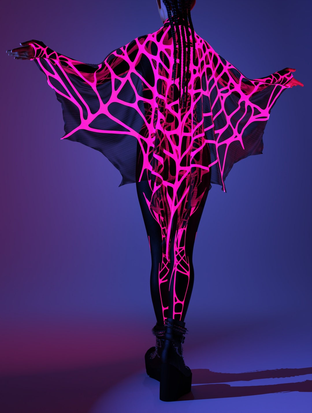 Sexy Wings, UV Light Festival Party Wings, Rave Wings, Pink Neon Wings ...