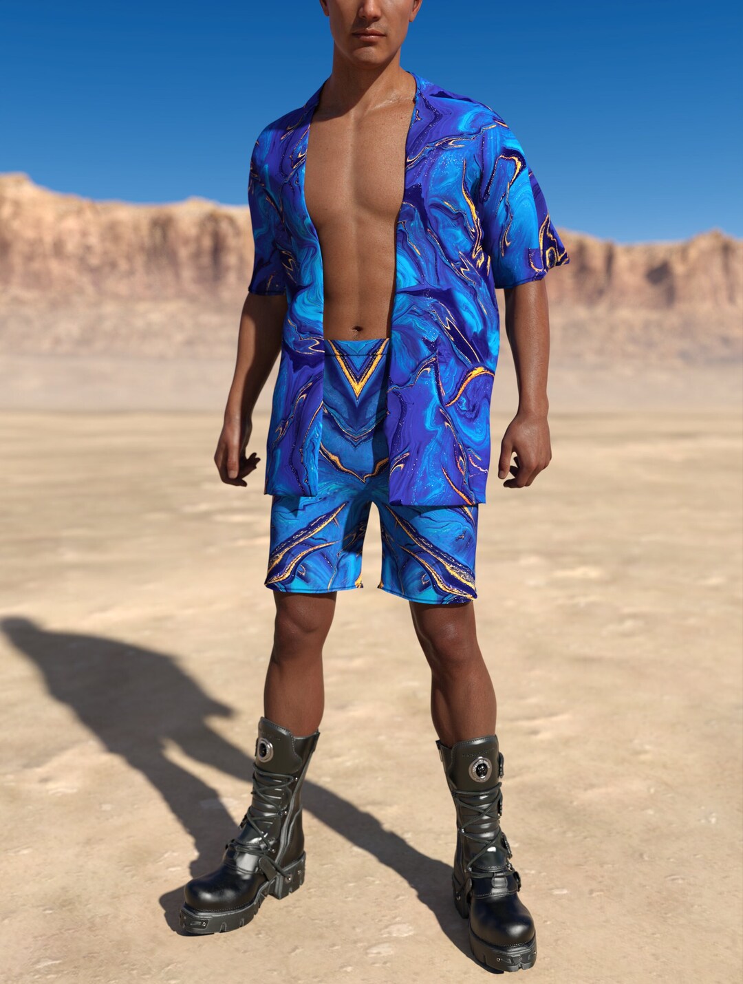 Men Rave Shorts, Festival Male Shorts, Performance Rave Shorts, Trippy ...