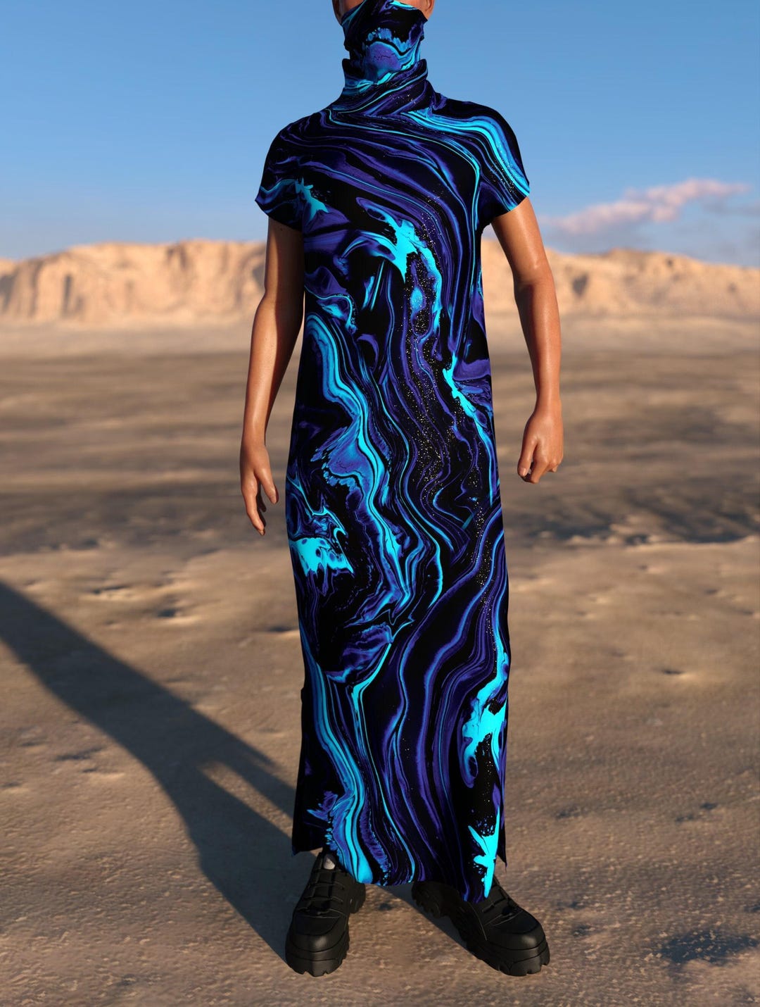 Male Rave Dress: Dust Collar, Blue Print Festival Outfit - Etsy