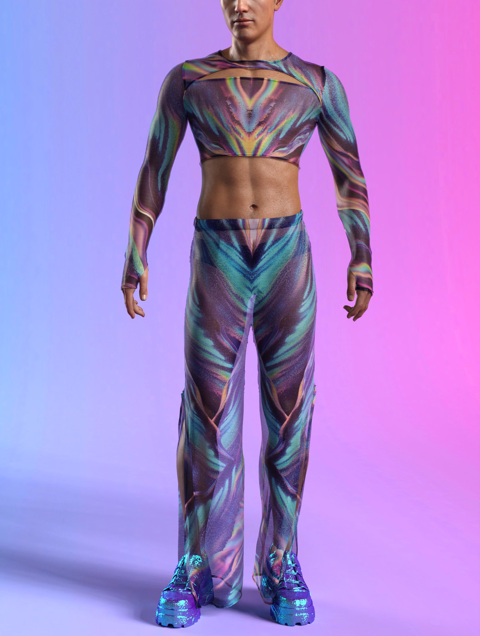 Rave Male Top, Festival Top For Men, Rave Transparent Top, Performance ...