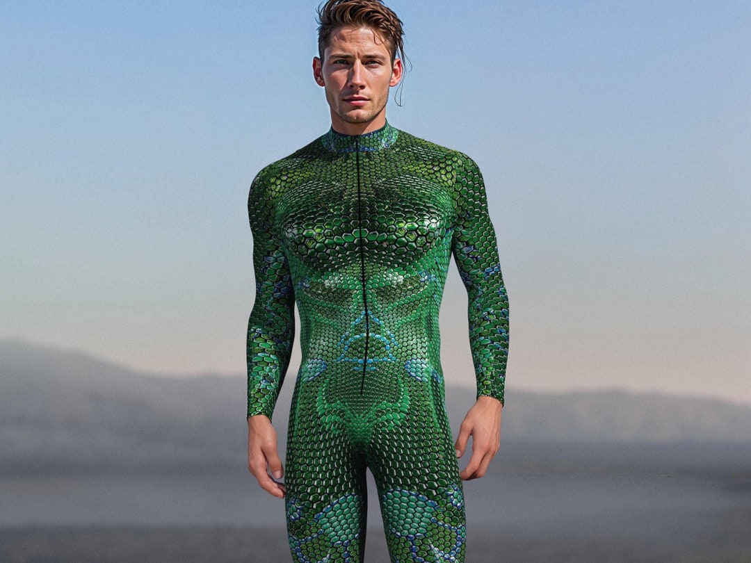 Cyber Mermaid Costume Men, Green Cyber Costume, Armour Costume Men ...