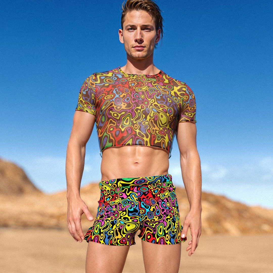 Men Rainbow Set, Rainbow Man Outfit, Pride Set, Pride Outfit Men, Festival Men Set, Fesival Male ...