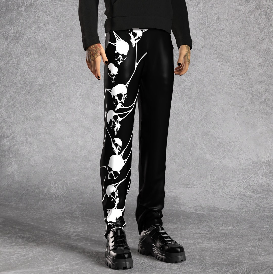 Unique Male Gothic Pants Male Festival Black Pants Goth - Etsy