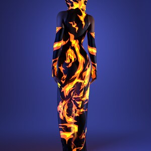 Neon Rave Long Dress, Mesh Festival Outfit for Women, UV Reflective ...