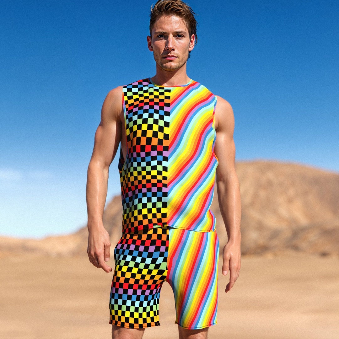 Rainbow Man Set, Pride Set, Festival Outfit Men, Festival Men Set, Fesival Pride Set, Male Pride ...
