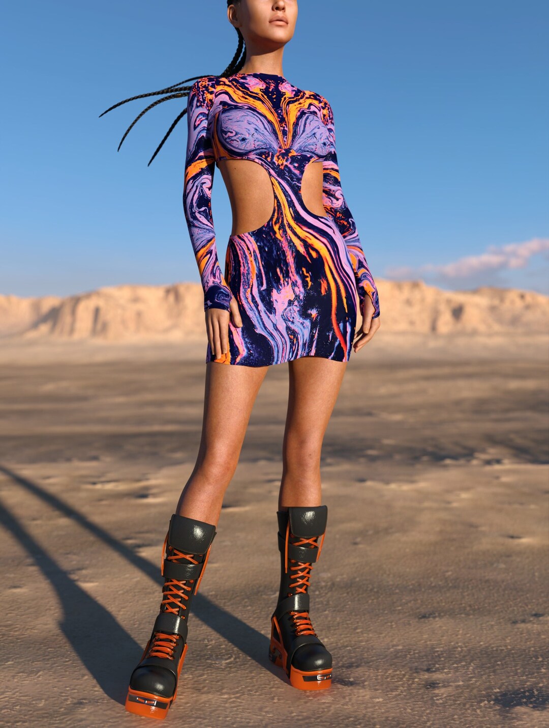 Purple Rave Cutout Dress Rave Dress For Women Festival Side Cutout