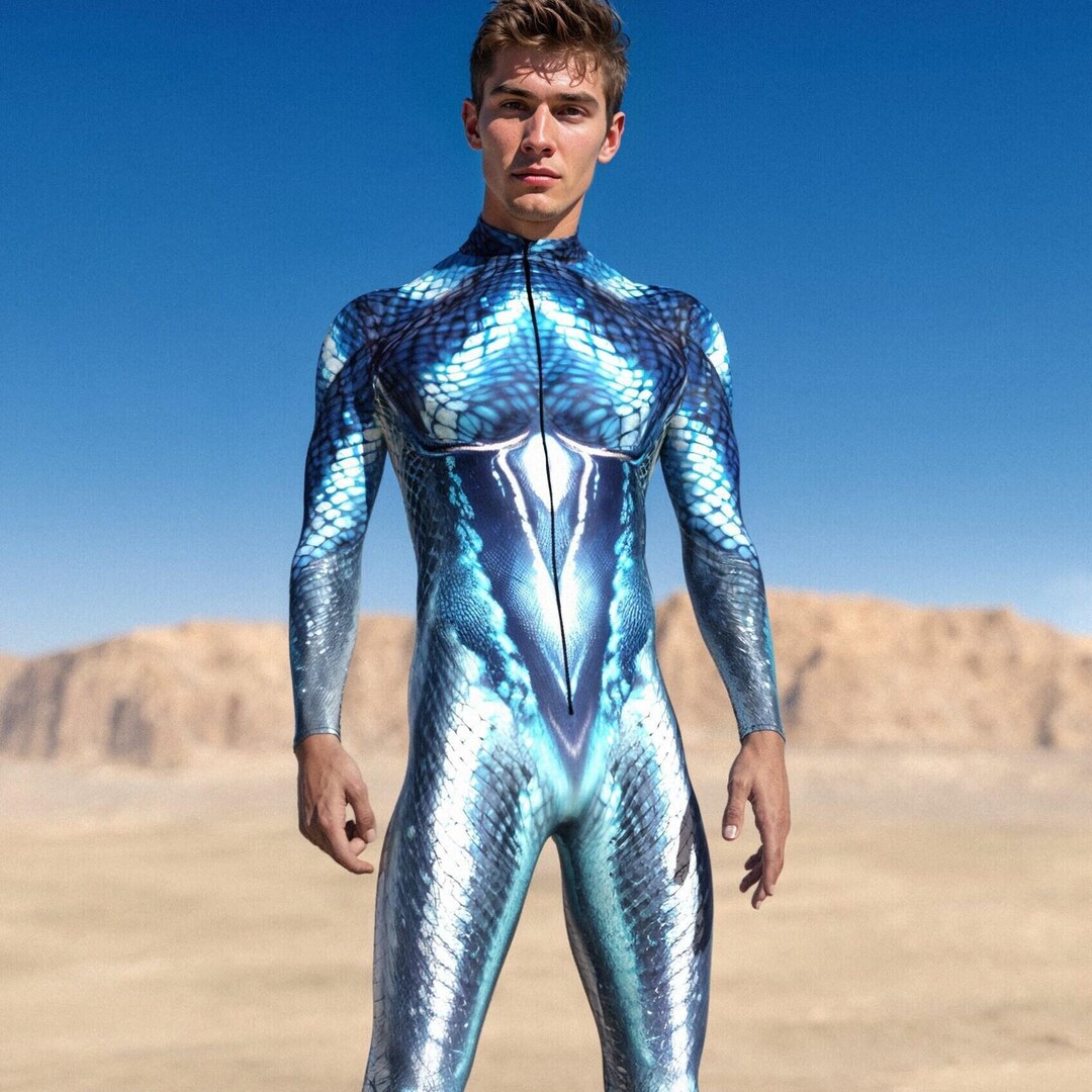 Blue Snake Bodysuit Man: Rave Festival Costume - Etsy