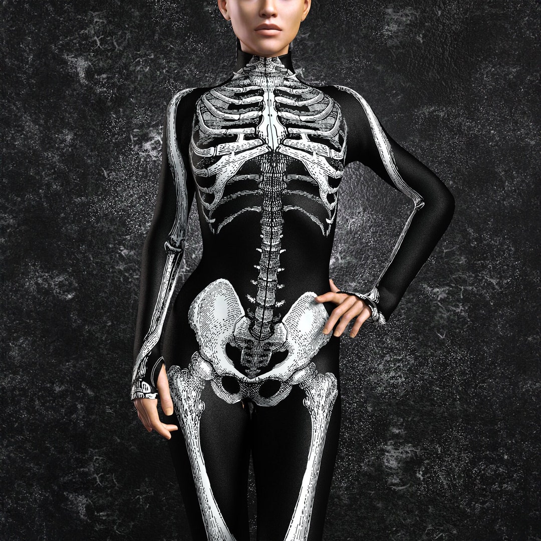 Skeleton Halloween Costume, Halloween Adult Costume, Skeleton Bodysuit ...
