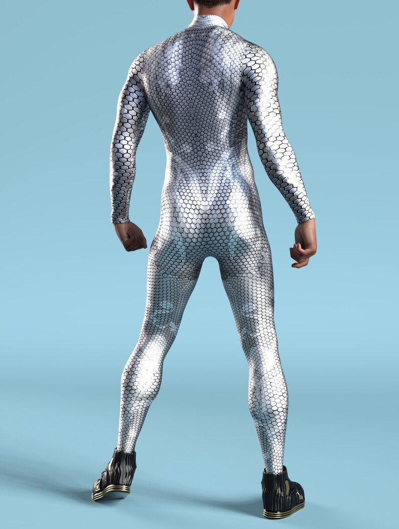 Silver Cyber Costume, Cyber Mermaid Costume Men, Armour Costume Men ...