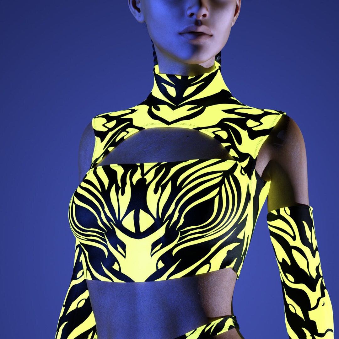 Cutout Halloween Top, Halloween Crop Top, Neon Clothing, UV Light ...