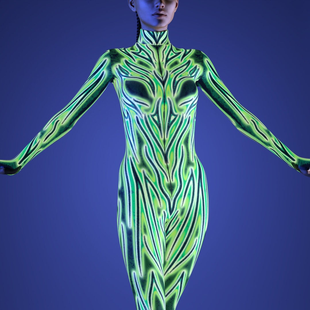 Neon Costume, UV Light Bodysuit, Rave Bodysuit for Woman, Performance ...