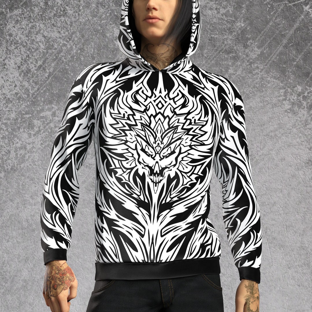 Goth Hoodie Men, Rave Hoodie for Men, Festival Fashion Sweatshirt Men ...