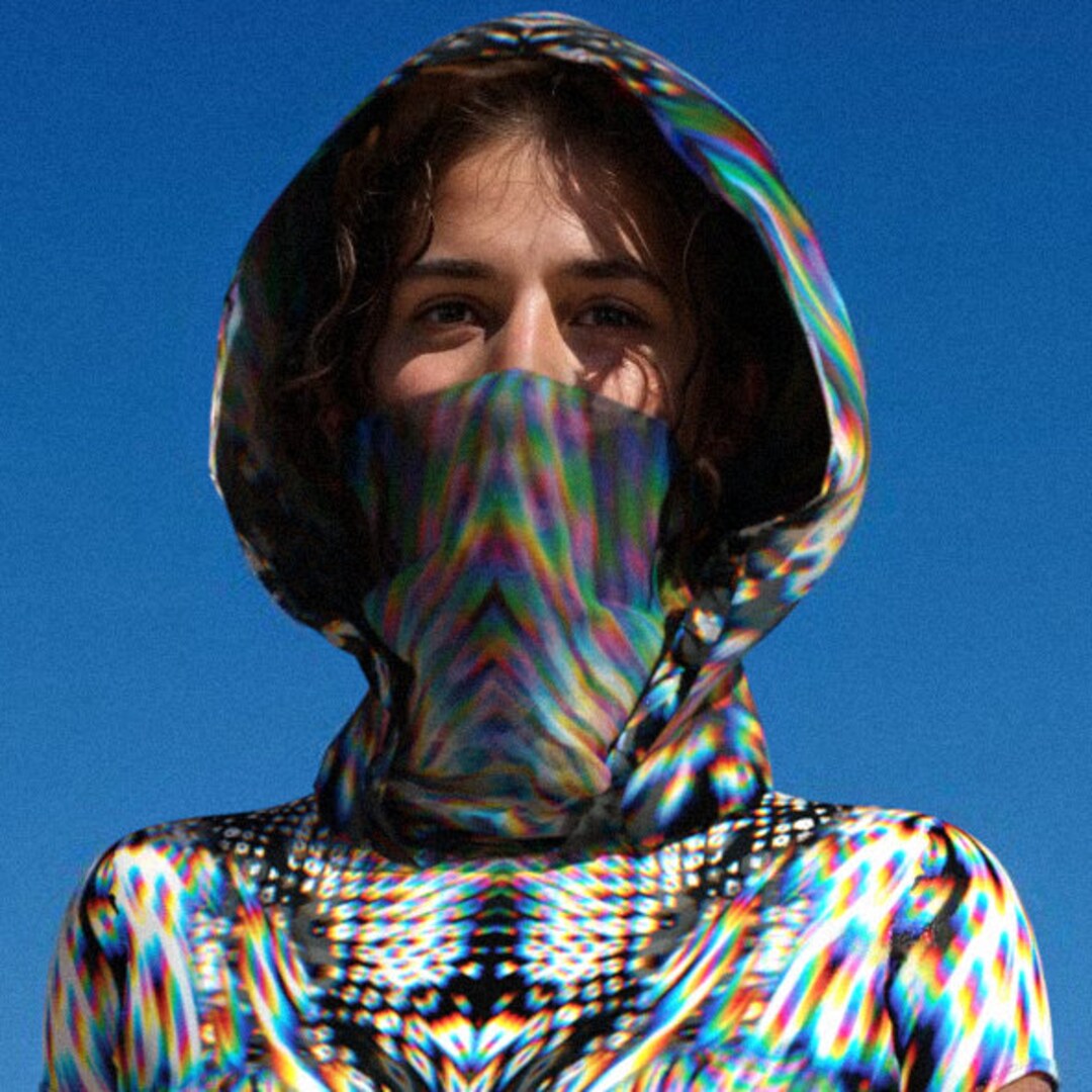 Women Rave Hood, Festival Short Sleeve Romper Set, Festival Party Hood ...