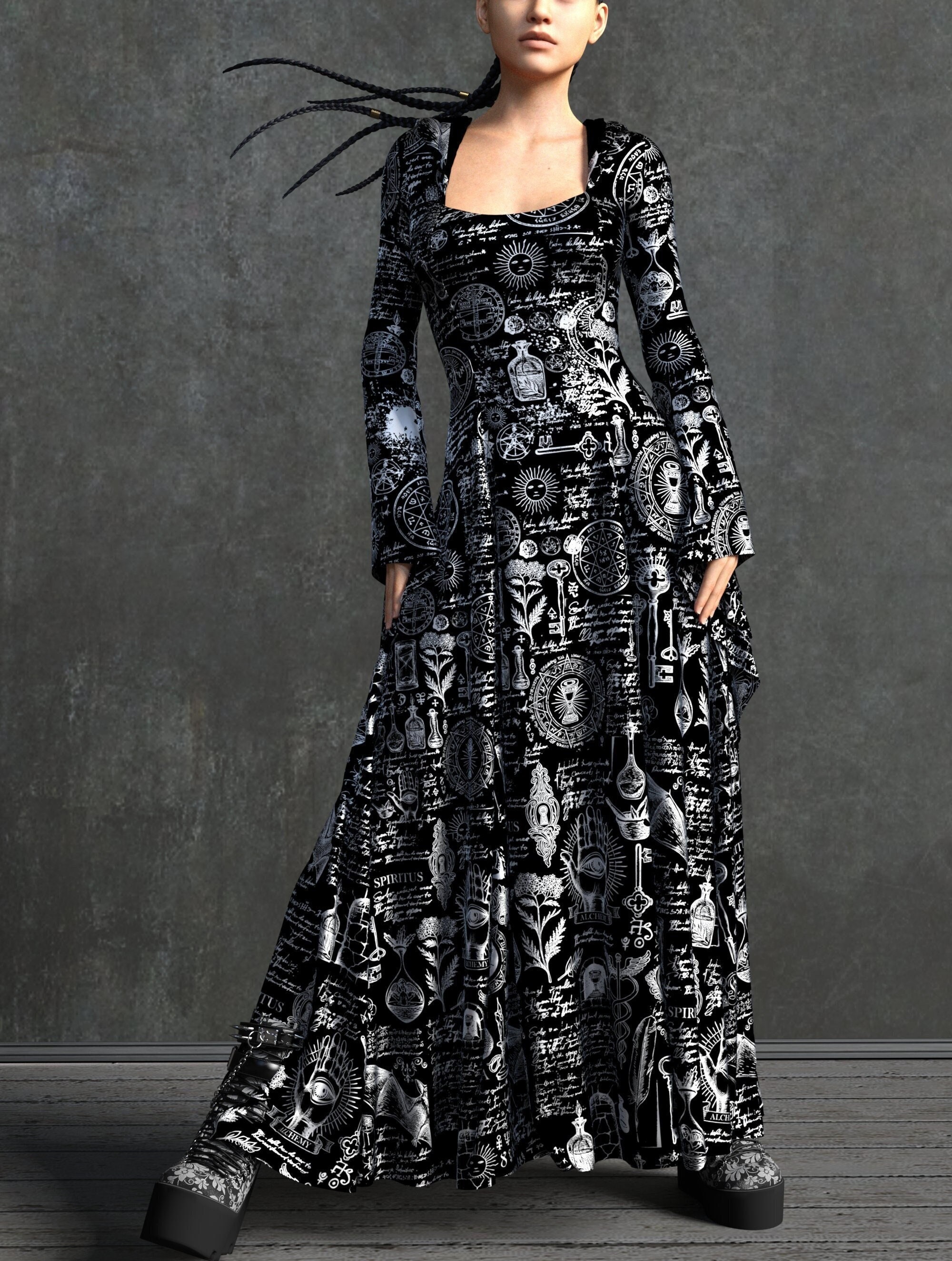 Occult Costume Women Black Dress Women Witch Dress Women - Etsy