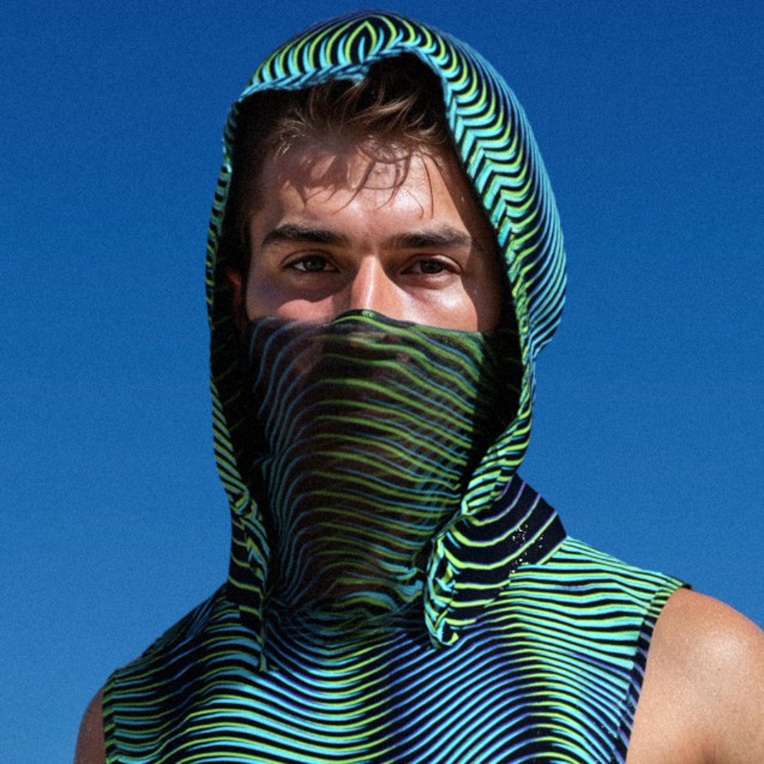 Male Festival Hood, Rave Outfit Men, Performance Hood, Festival Hood ...