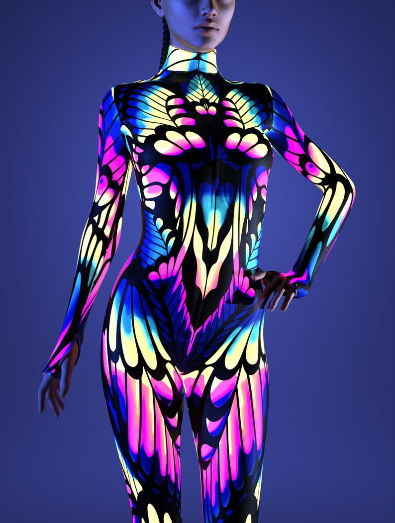 Neon Costume Set, UV Light Outfit, Rave Costume Set Woman, Performance ...