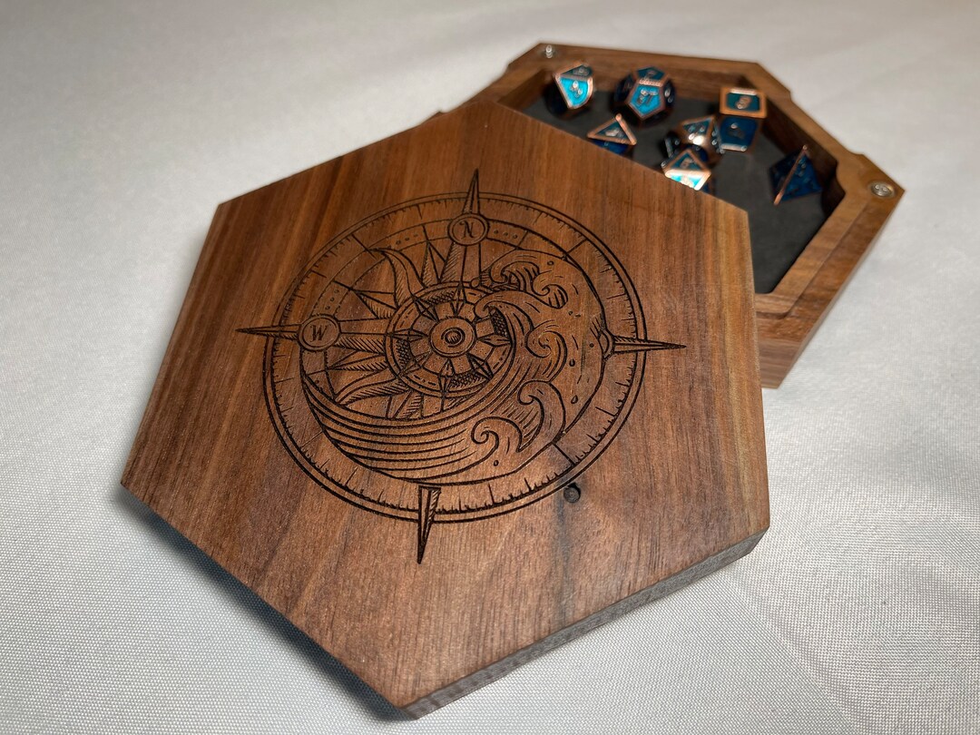 Engraved Compass Dice Box - Etsy
