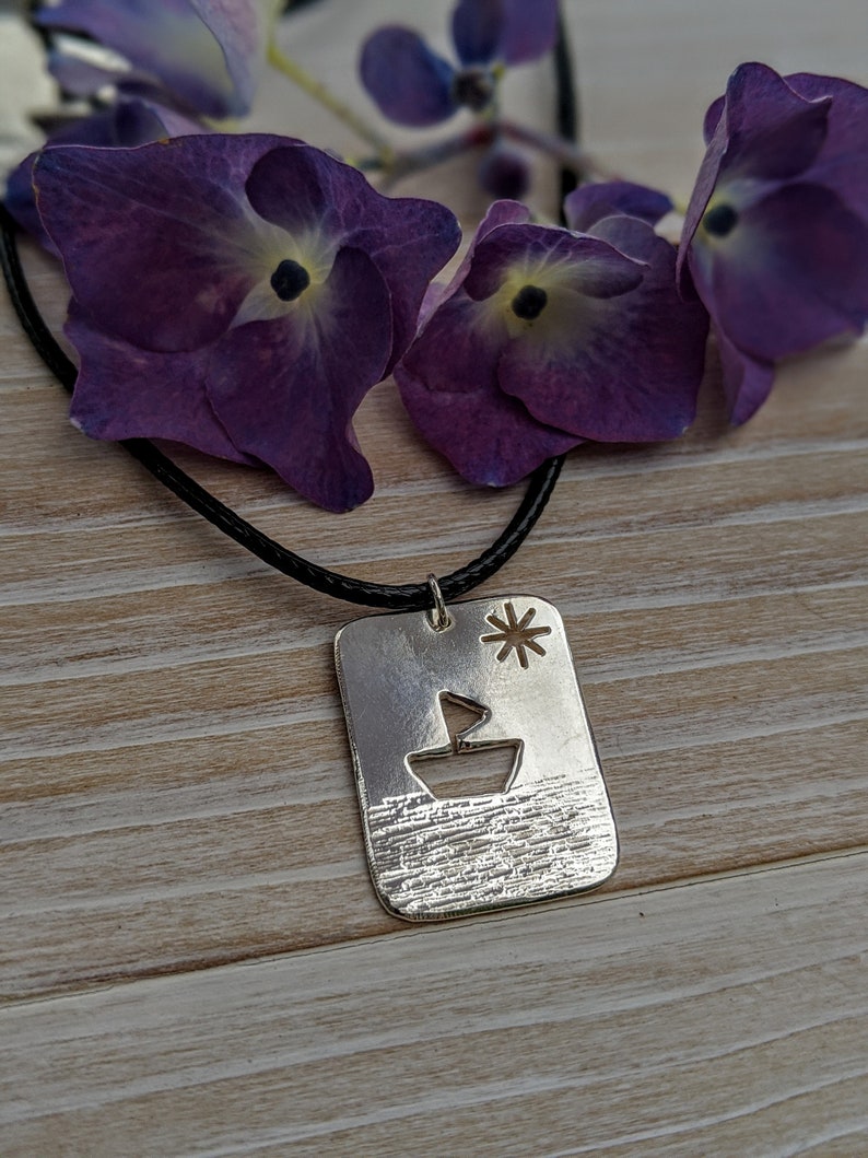 Silver Boat Pendant Sailboat Necklace Yacht Jewellery Cord | Etsy
