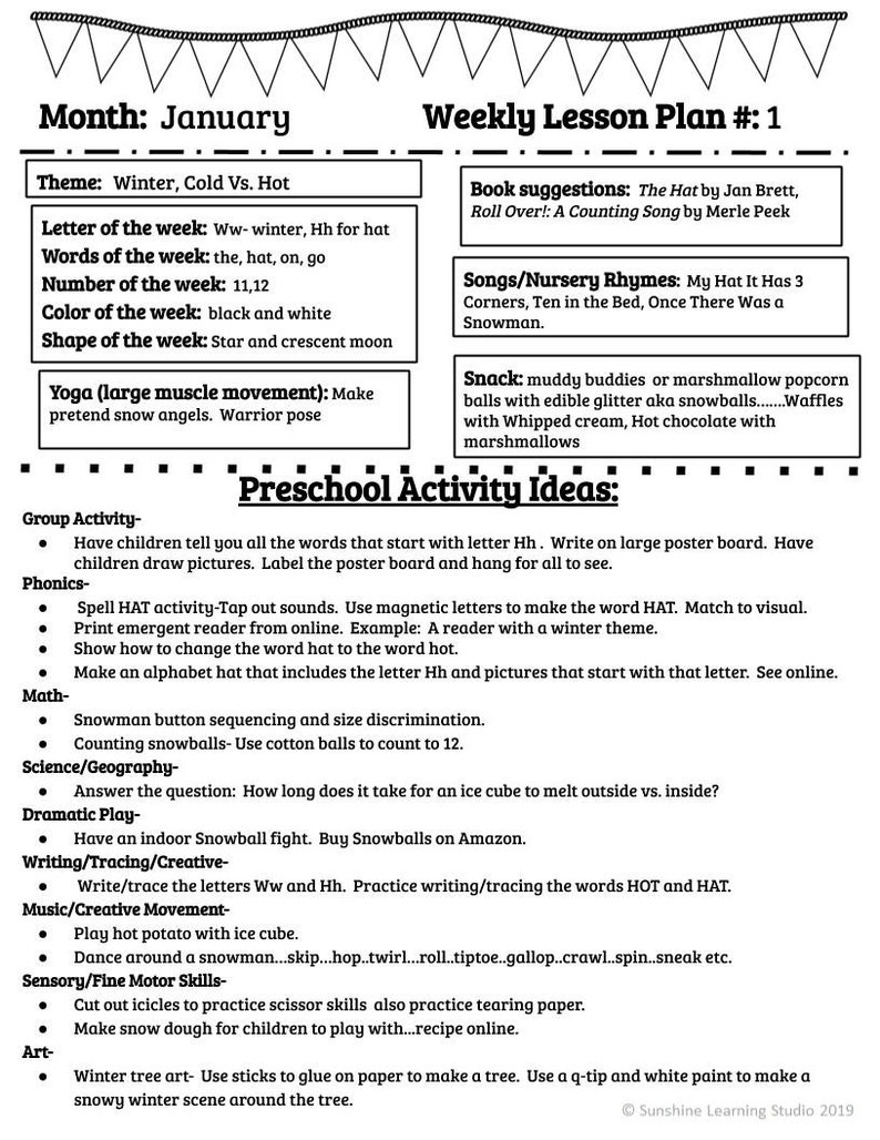 Preschool Curriculum- Lesson Plans Year 1: September - May - Etsy